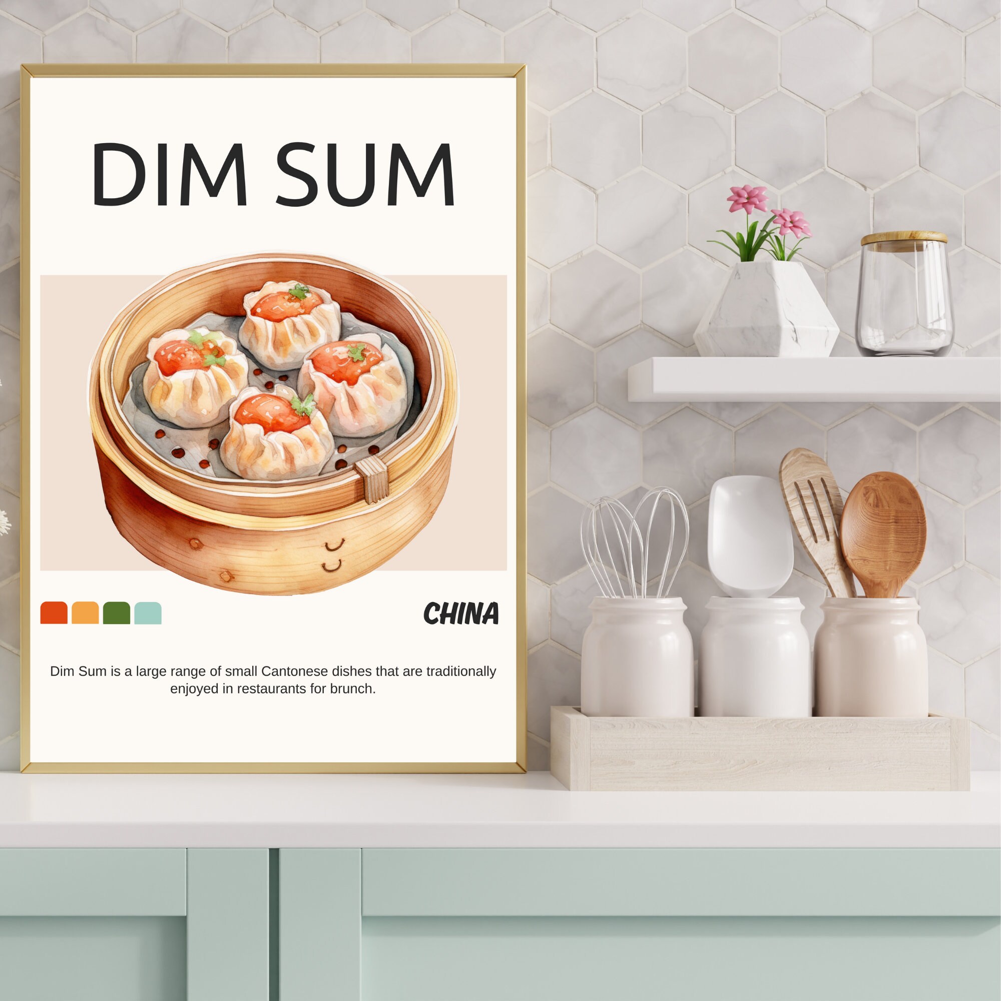 Retro Dim Sum Print, Chinese Food Wall Art (digital Download) - Etsy