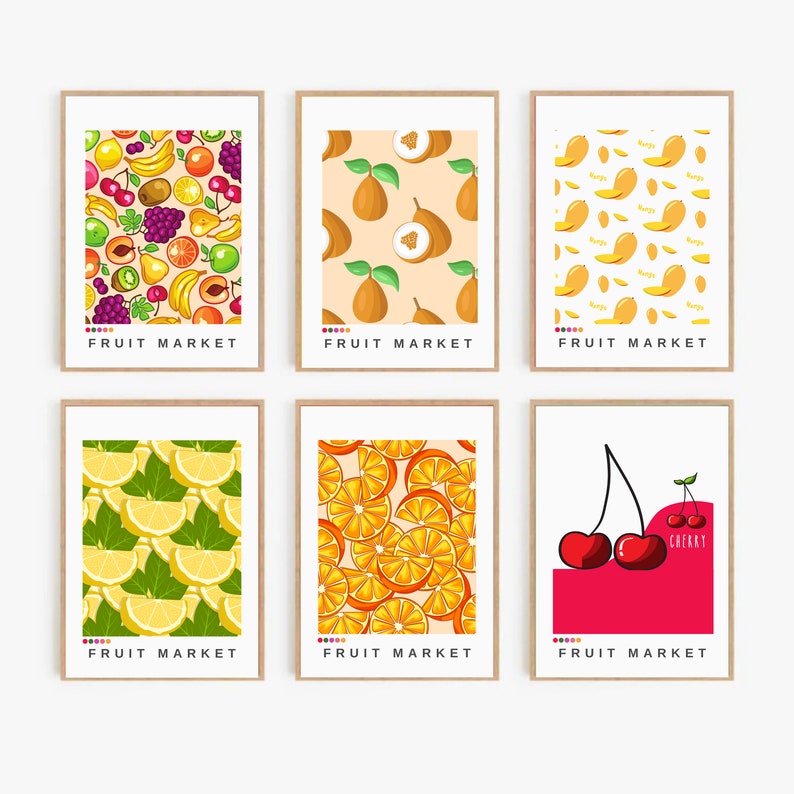 Fruit Market Poster Set: Kitchen Gallery Wall Art (digital Download) - Etsy