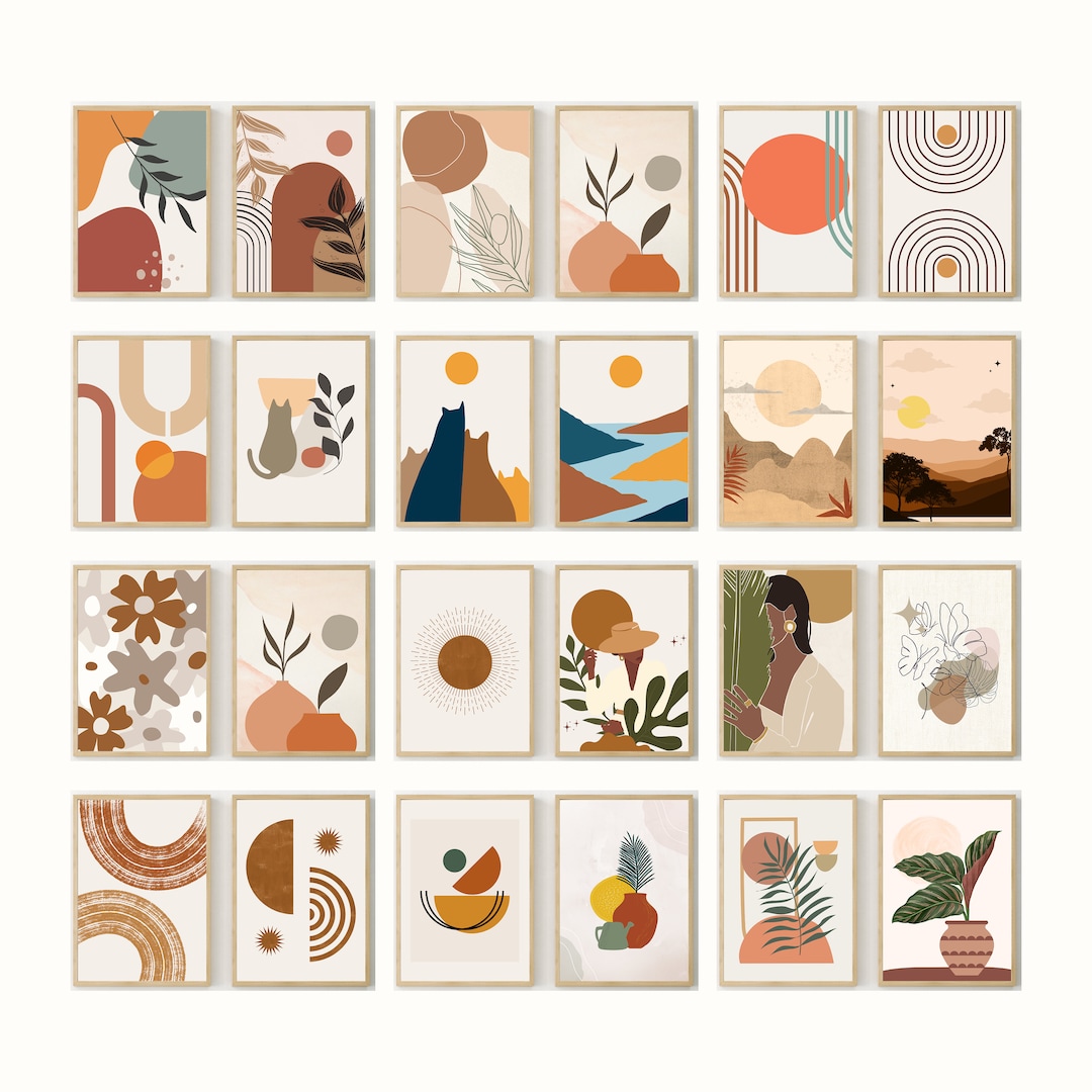 Boho Wall Collage Mega Bundle, Set of 24 Prints, Boho Wall Art Set ...