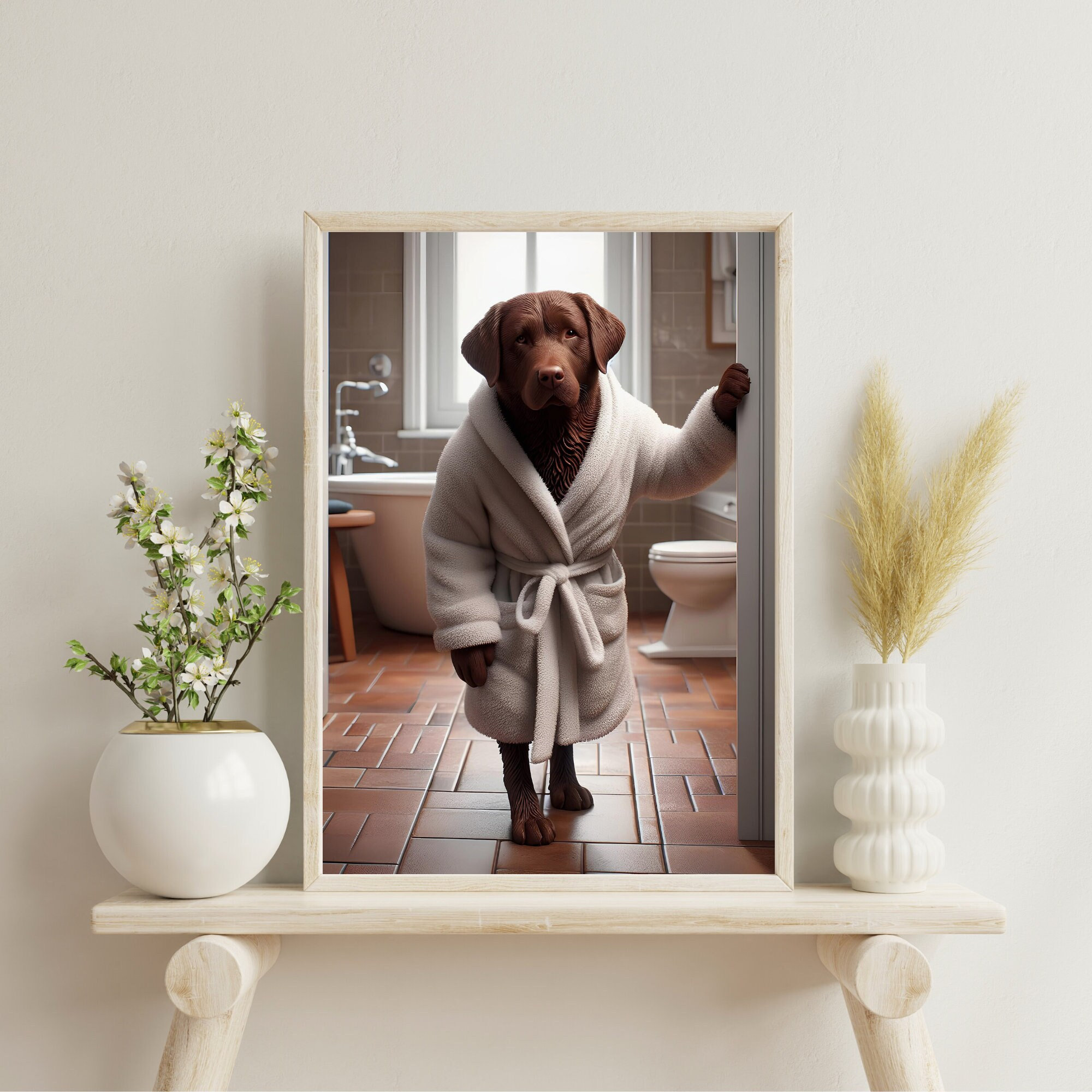 Chocolate Labrador Wall Decor Dog Bathroom Print Chocolate Labrador ...