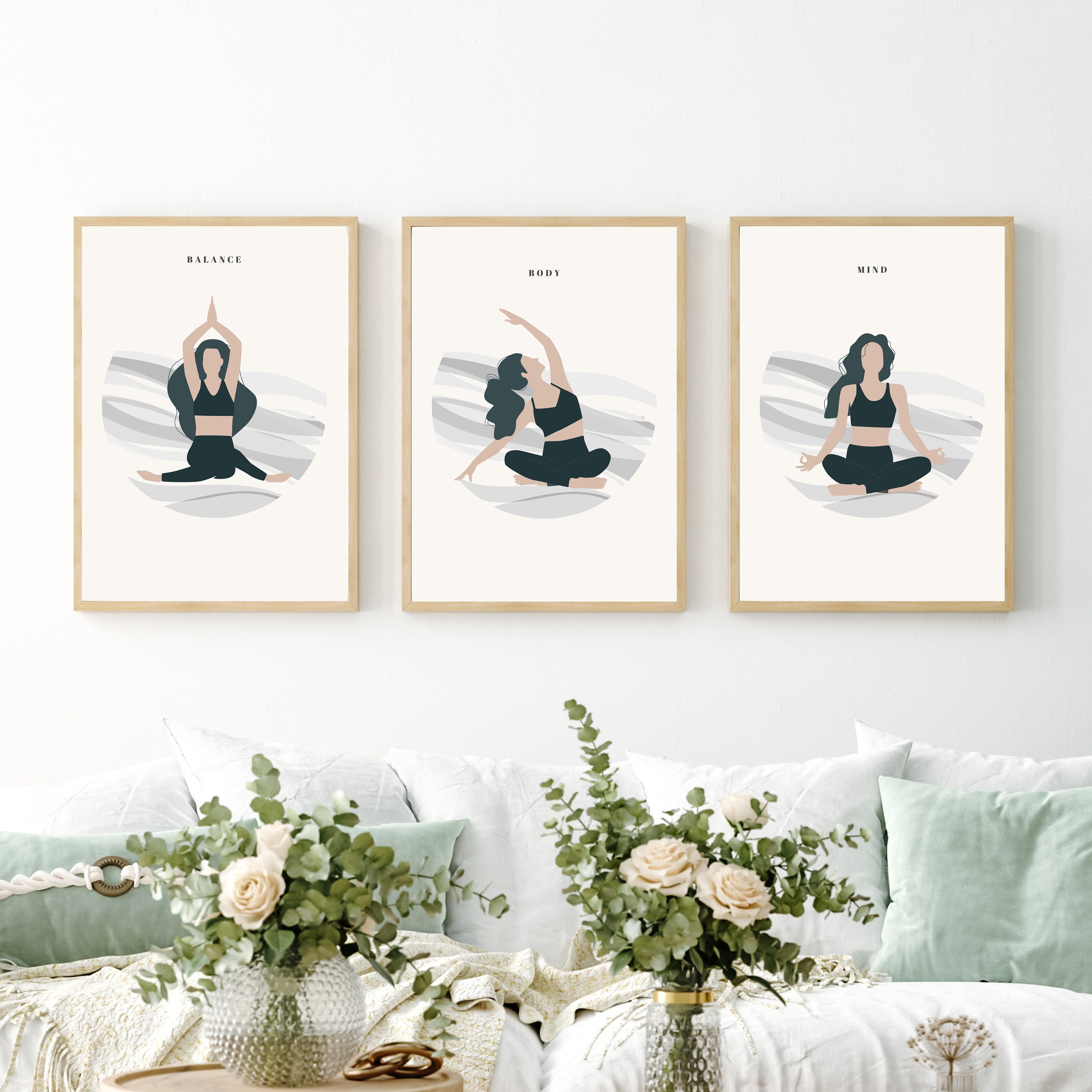 Yoga Wall Decor, Yoga Poster, Set of 6 Printable Poster, Yoga Pose ...
