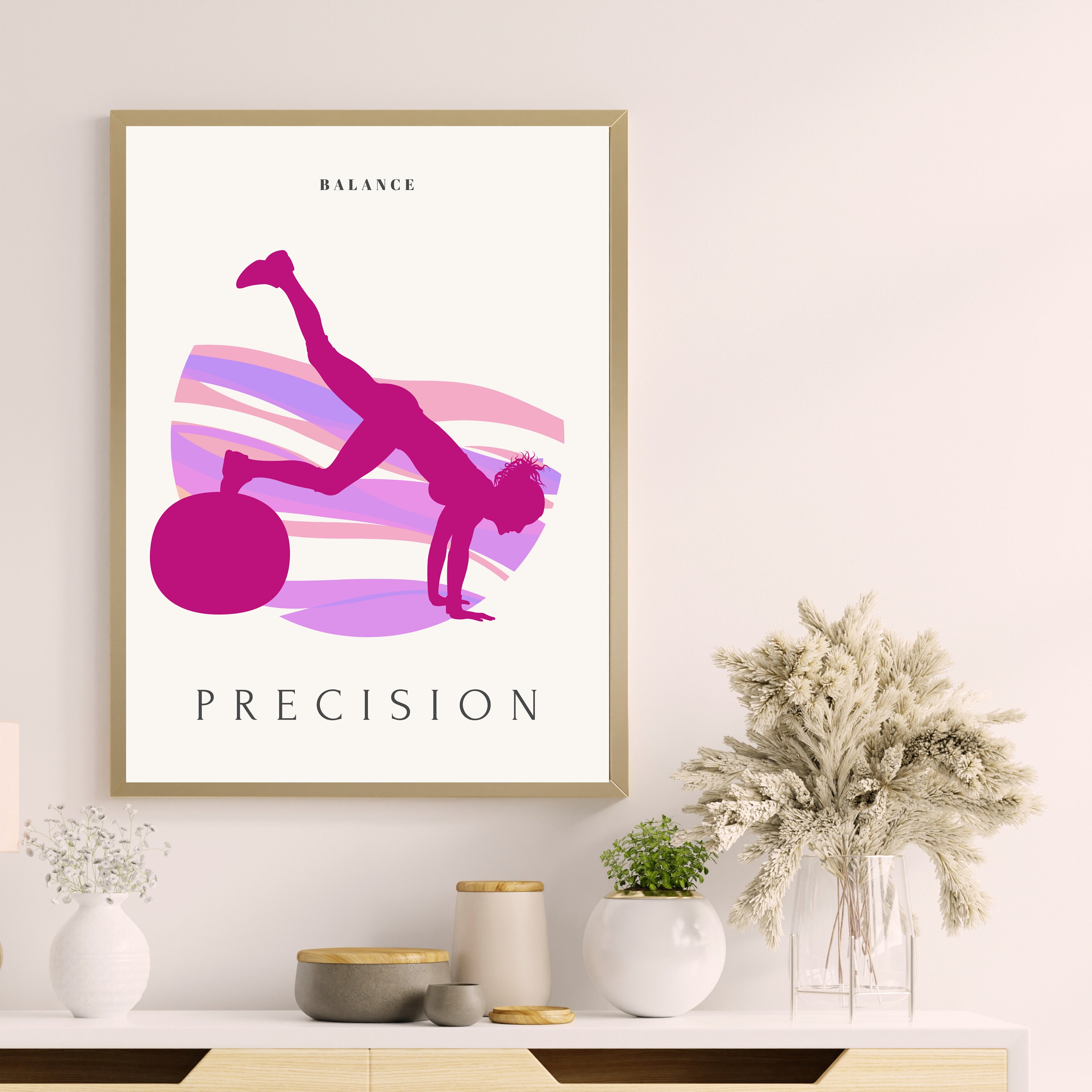 Pink Pilates Reformer Prints, Set of 6 Pilates Wall Art, Pilates Pose ...