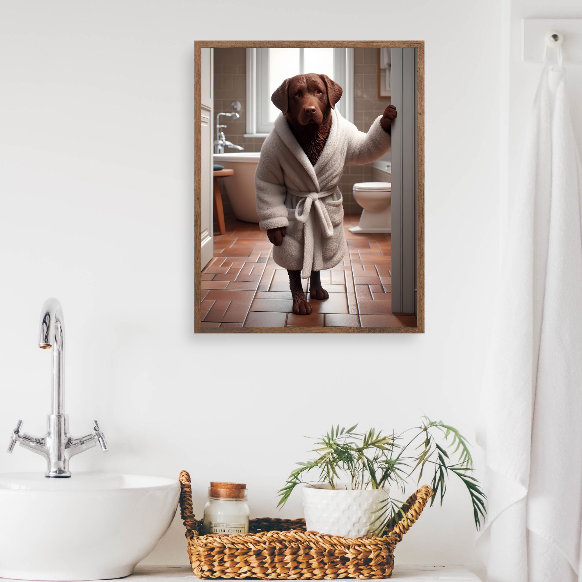 Chocolate Labrador Wall Decor Dog Bathroom Print Chocolate Labrador ...