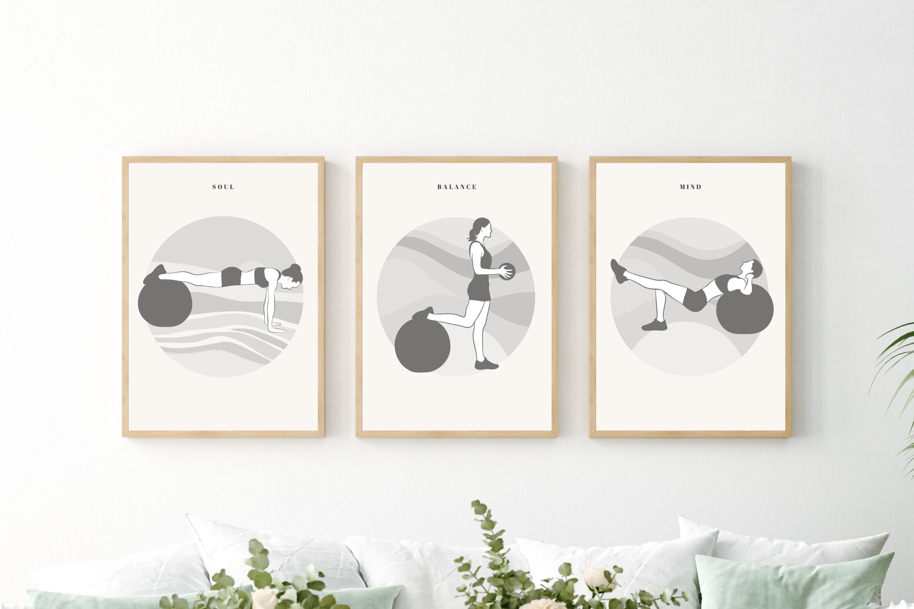 Set of 3 Pilates Poster, Pilates Wall Decor, Pilates Art Print, Pilates ...