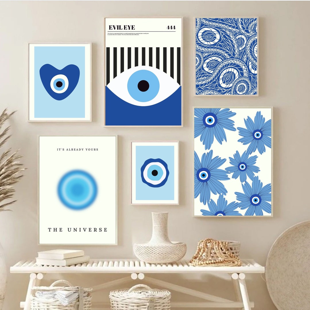Evil Eye Set of 6 Protection Poster, Evil Eye Print, Bauhaus Poster ...