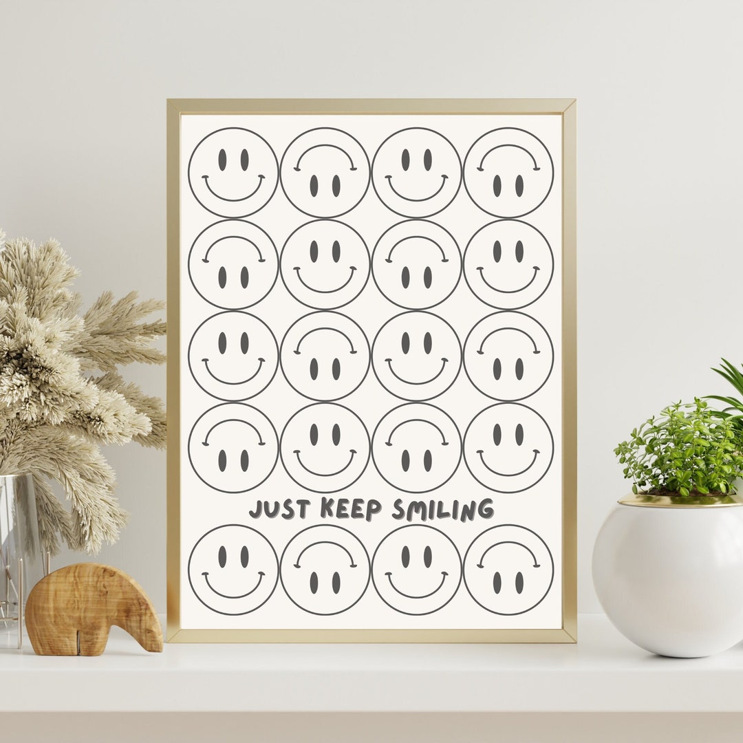 Smiley Face Retro Print, Trendy Quote Wall Art (digital Download) - Etsy