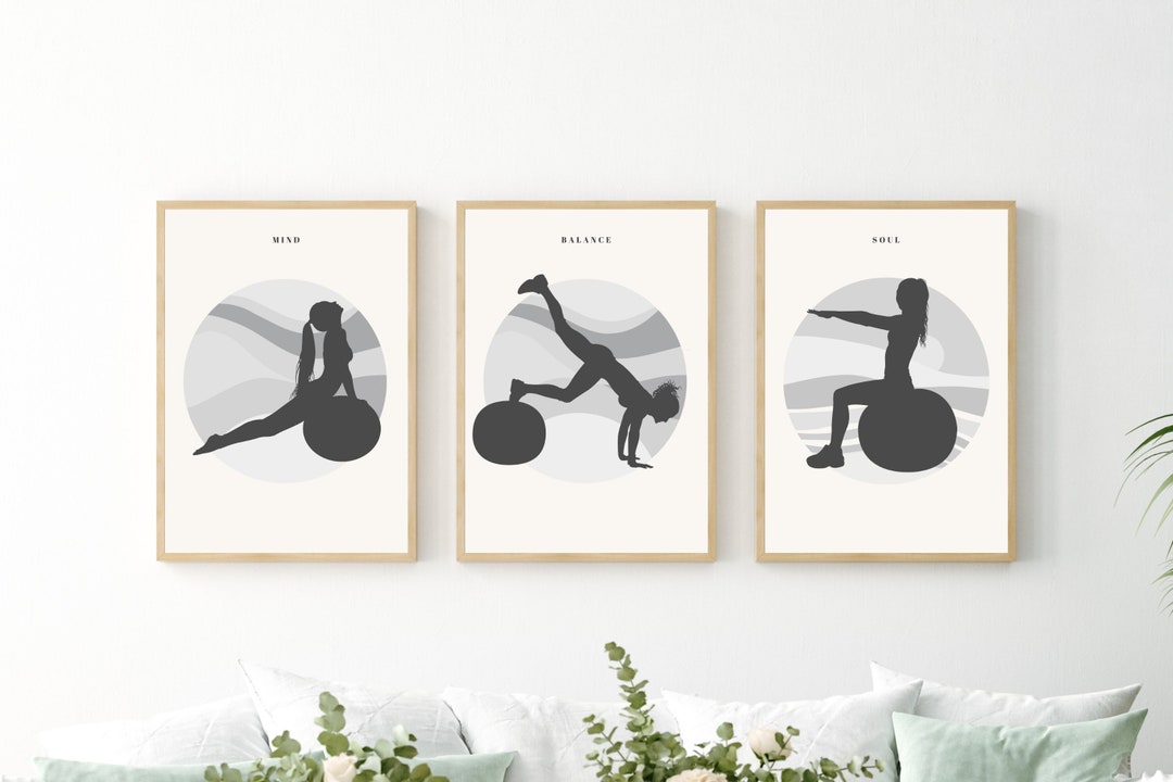Set of 3 Pilates Poster, Pilates Wall Decor, Pilates Art Print, Pilates ...