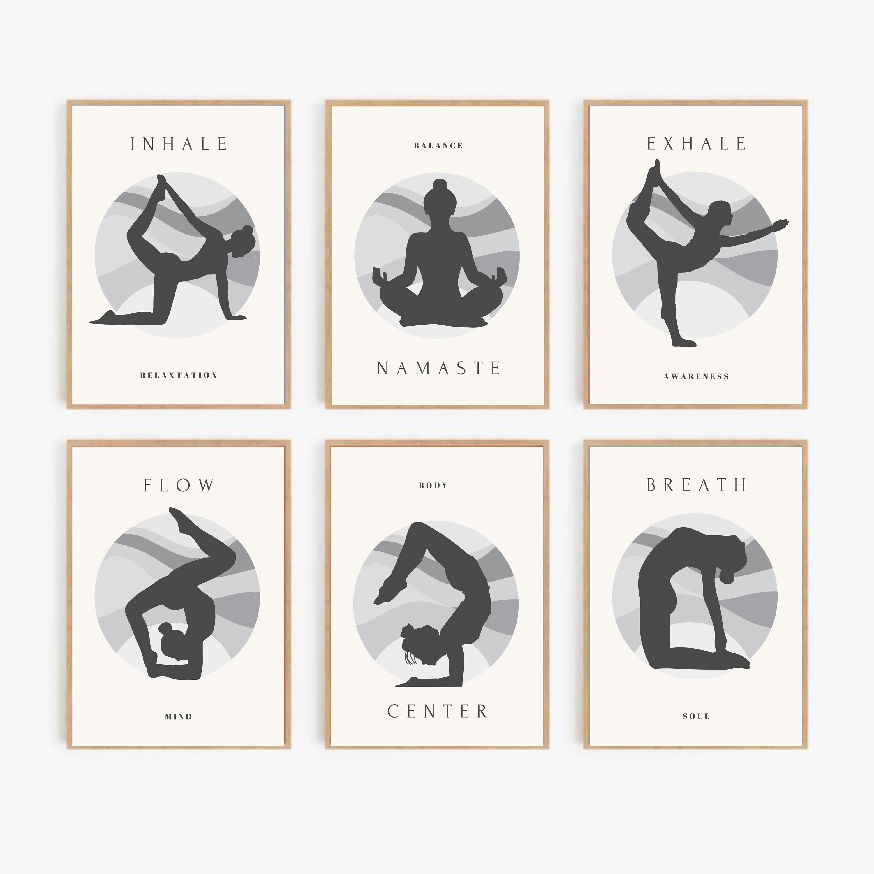 Yoga Wall Decor, Yoga Poster, Set of 6 Printable Poster, Yoga Pose ...