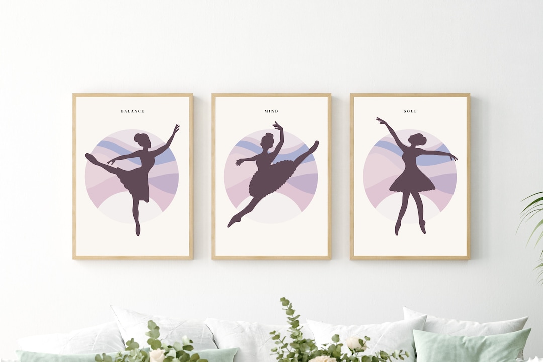 Pink Ballerina Wall Art Set of 3, Gift for Ballerina, Ballet Wall Art ...