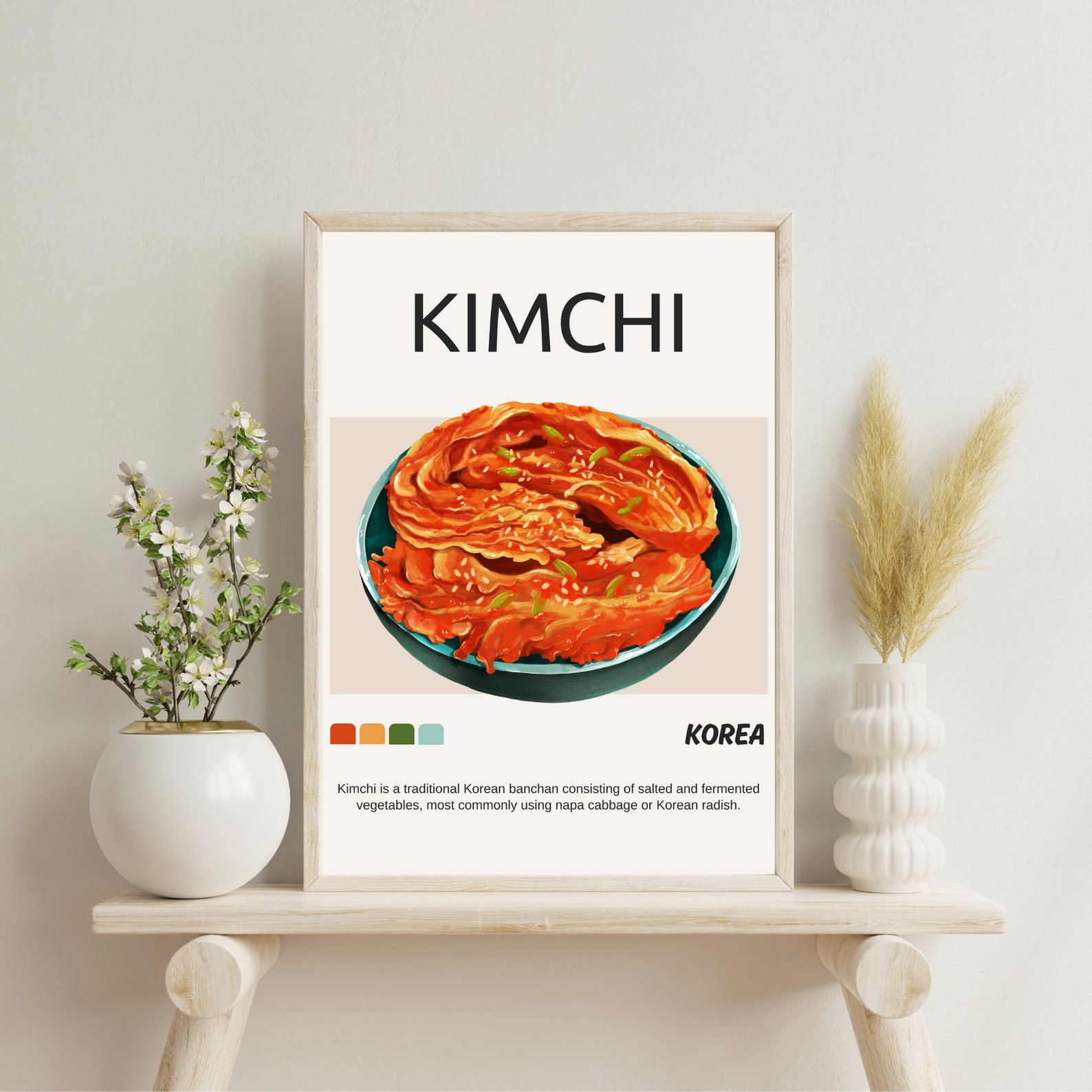 Kimchi Poster: Korean Food, Retro Kitchen Art (digital Download) - Etsy
