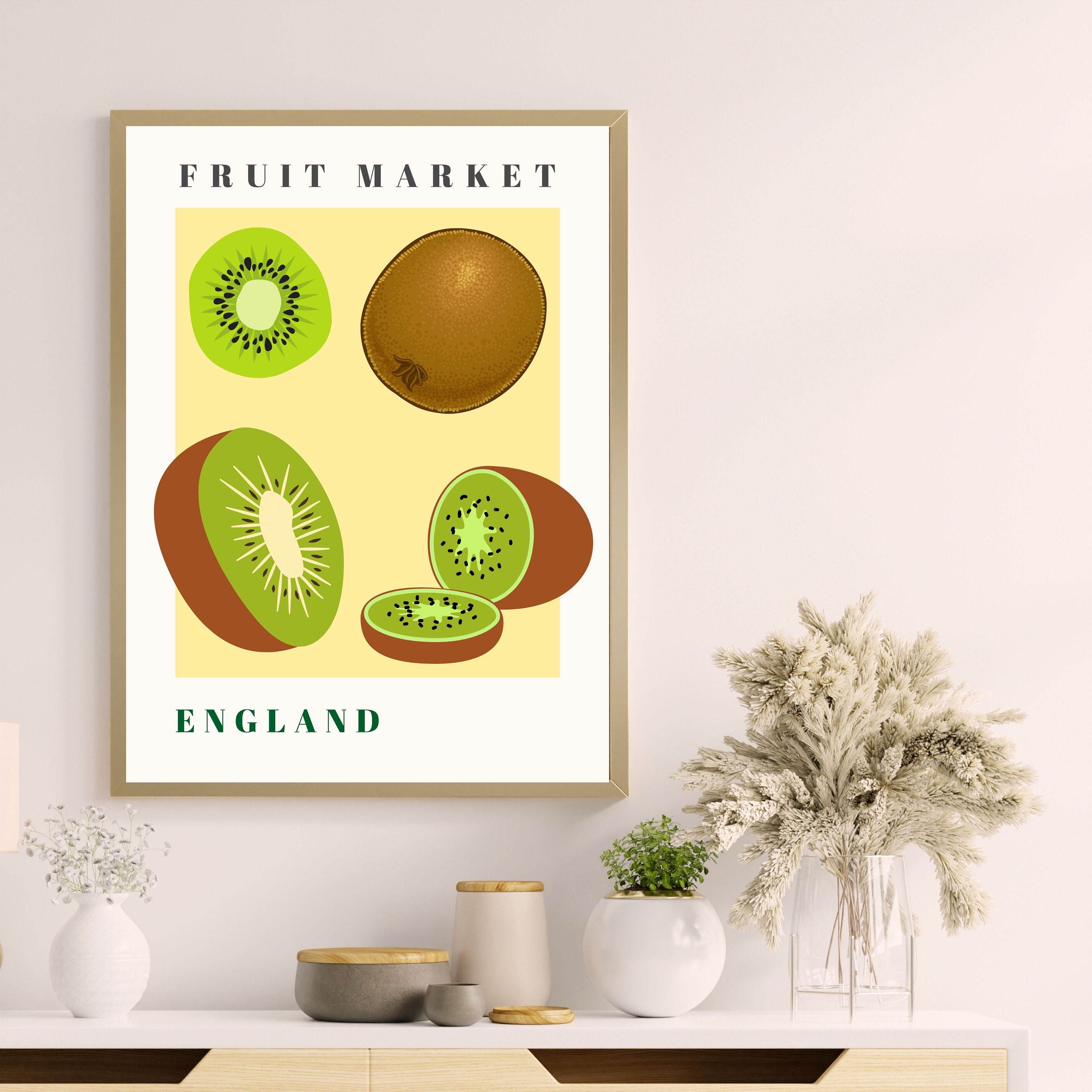 Kitchen Printable Wall Art,fruit Poster Set of 6, Fruit Market Poster ...