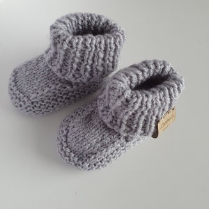 Knitted Baby Booties Silver Grey Cot Shoes Baby Shoes - Etsy