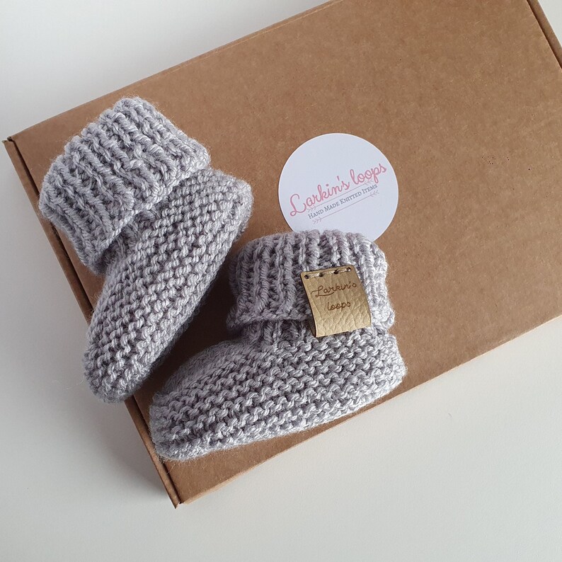 Knitted Baby Booties Silver Grey Cot Shoes Baby Shoes - Etsy