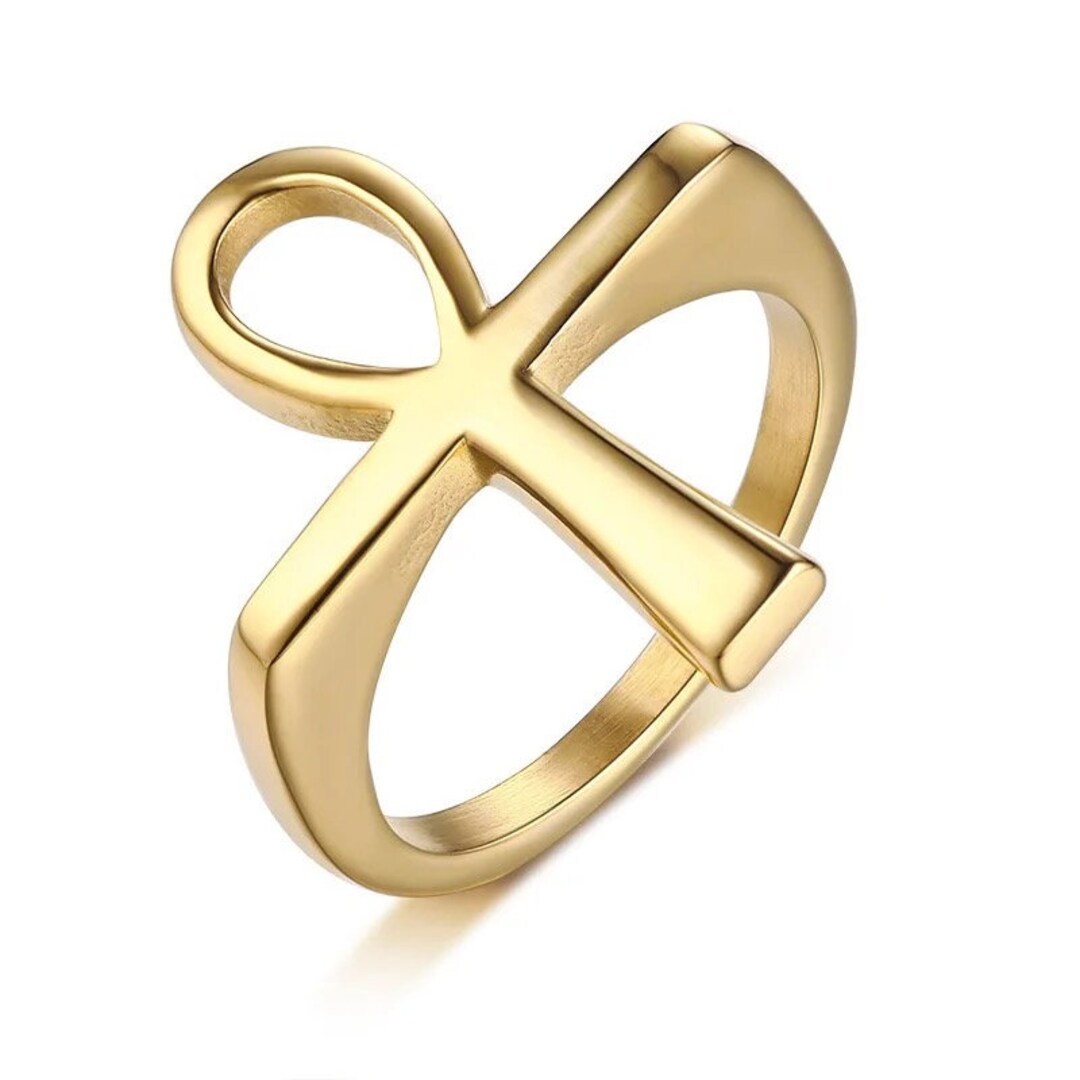Stainless Steel Timeless Egyptian Ankh Cross Unisex Ring Size 9,10,11 ...