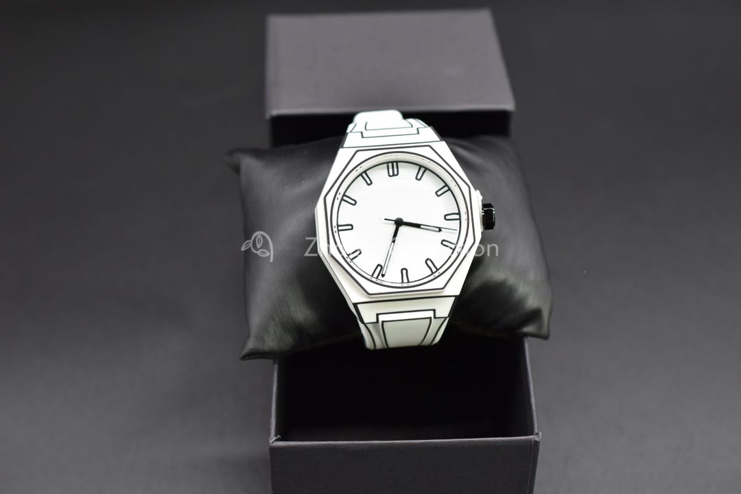 Lightweight Waterproof 2D "sketched Look" Art Watch Unisex (white/black ...