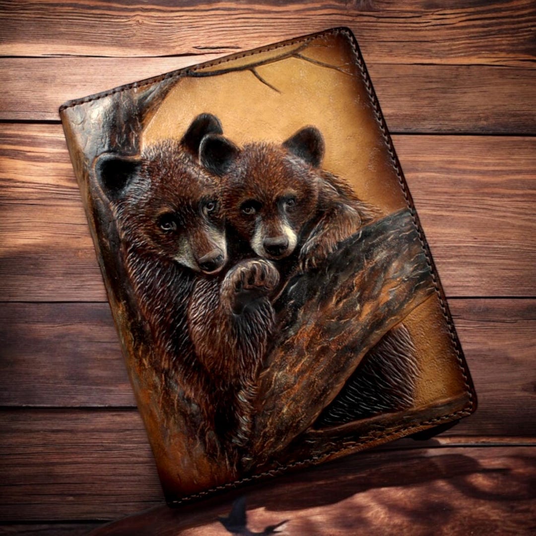 Customized Leather Bears Notebook Cover Vintage Hand-tooled Journal ...
