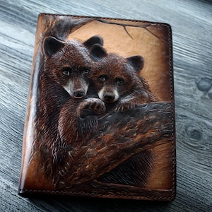 Customized Leather Bears Notebook Cover Vintage Hand-tooled Journal ...