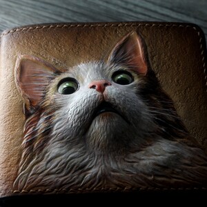 Leather Wallet Cat Wallet Hand-tooled Wallet Custom Cat Portrait From ...