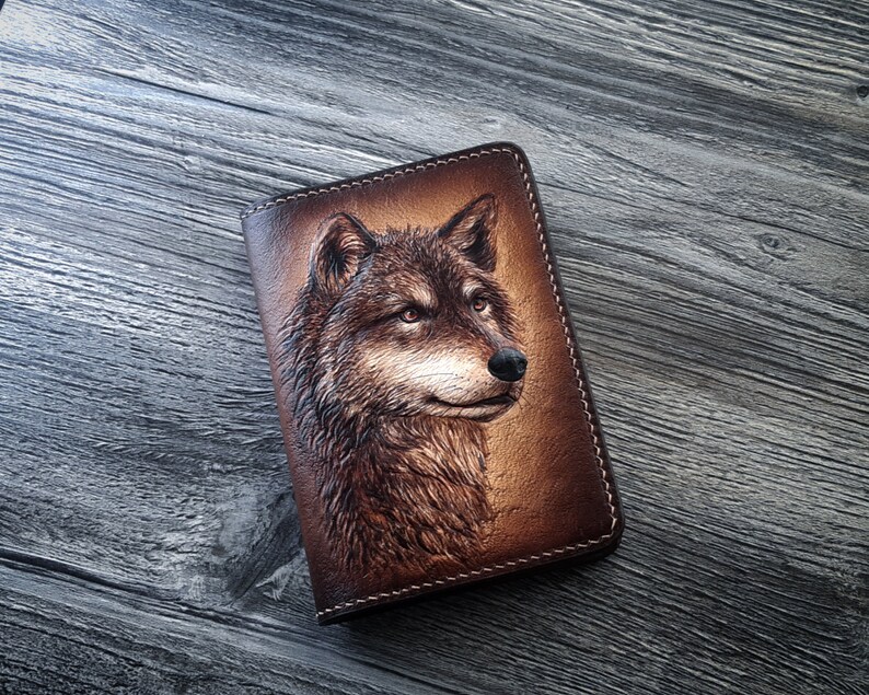 Leather Wallet Wolf Wallet Hand-tooled Wallet Handcrafted - Etsy