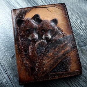 Customized Leather Bears Notebook Cover Vintage Hand-tooled Journal ...
