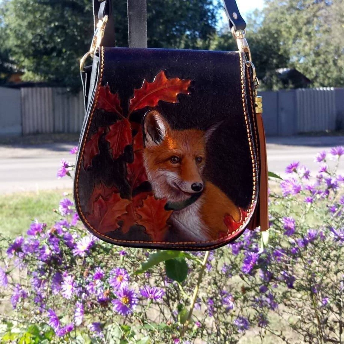 Fox Bag Hand Tooled Women's Crossbody Bag Leather - Etsy