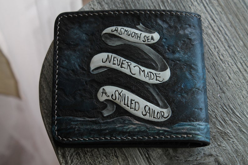 Hand-tooled Leather Ship Wallet Sailboat Wallet Carved - Etsy