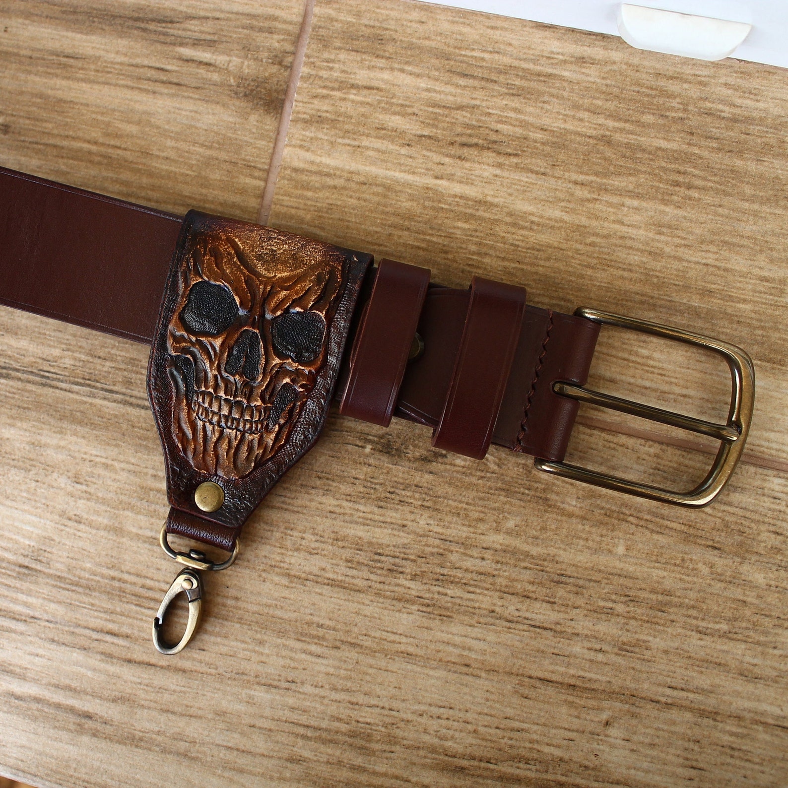 Belt Loop Key Ring Skull Keyring Leather Keychains Handmade - Etsy