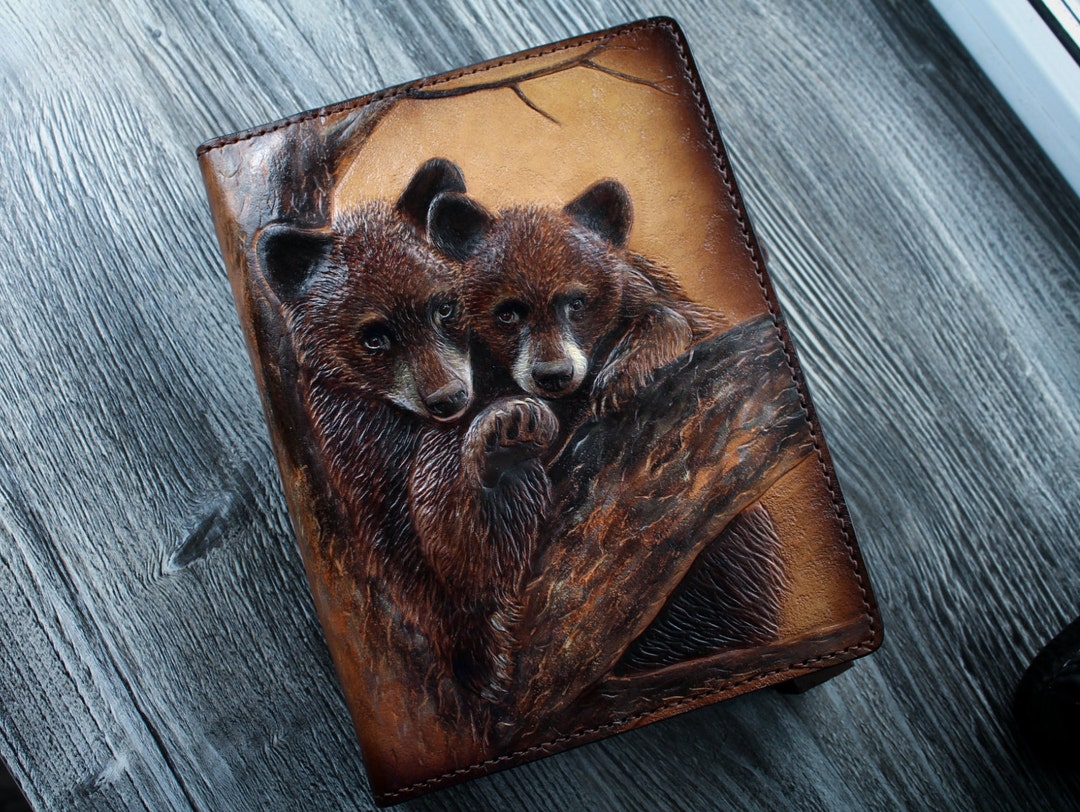 Bears Personalized A5 Leather Notebook With 4 Rings Leather Journal ...