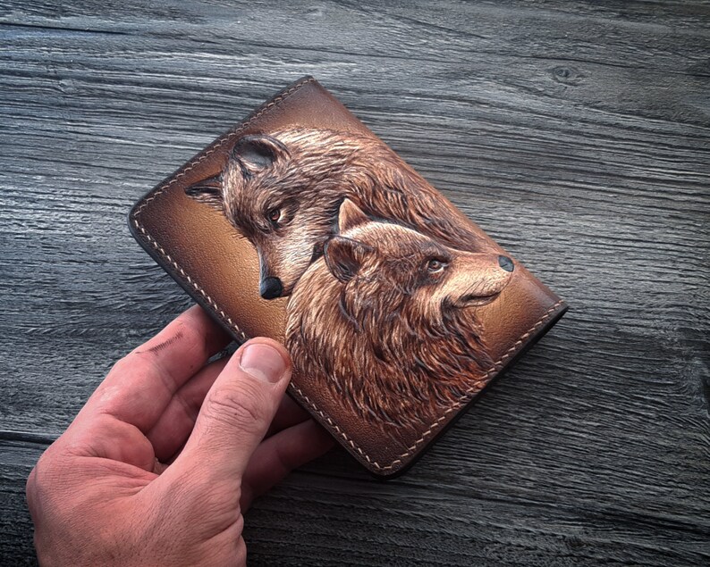 Leather Wallet Wolf Wallet Hand-tooled Wallet Handcrafted - Etsy