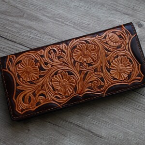 Sheridan Style Carving Long Wallet, Leather Long Wallet, Sheridan ...