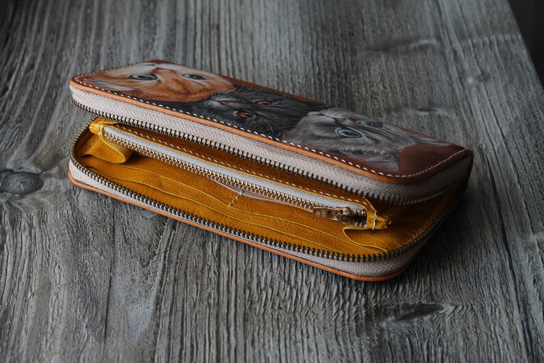 Pet Portrait Long Leather Wallet. Cat Wallet. Custom Cat | Etsy