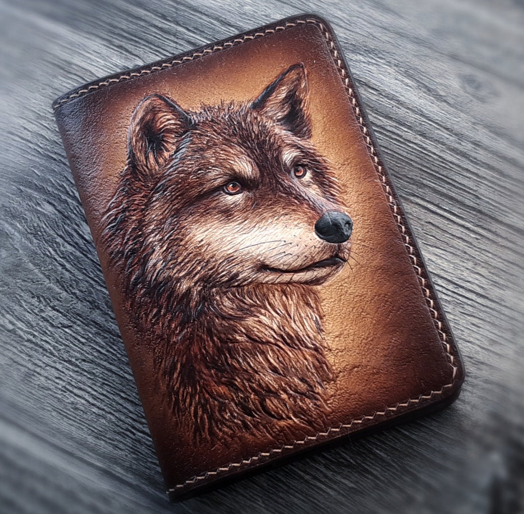 Leather Wallet Wolf Wallet Hand-tooled Wallet Handcrafted - Etsy