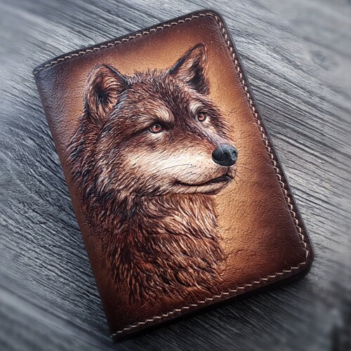 Leather Wallet Wolf Wallet Men's Wallet Hand-tooled | Etsy