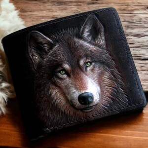 Leather Wallet Wolf Wallet Men's Wallet Hand-tooled - Etsy