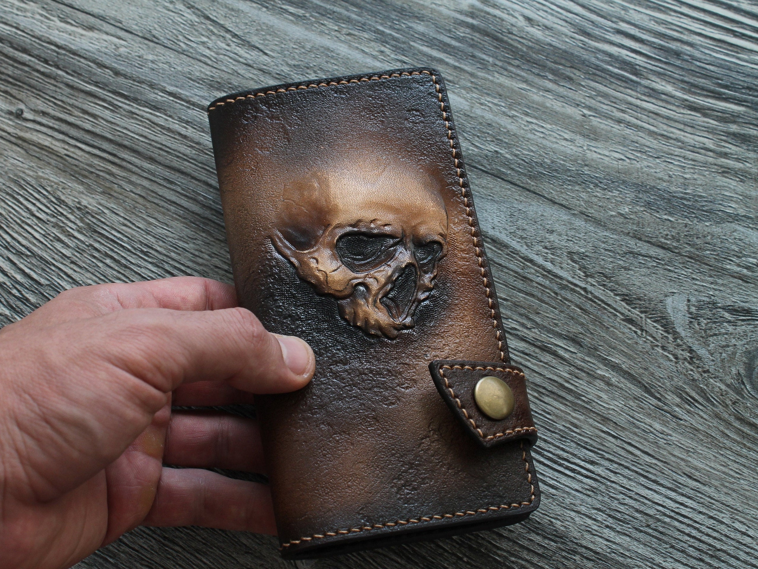 Skull Phone Case Hand-tooled Phone Case Personalised Leather | Etsy