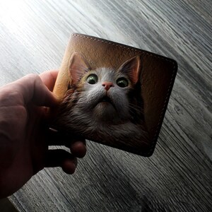 Leather Wallet Cat Wallet Hand-tooled Wallet Custom Cat Portrait From ...