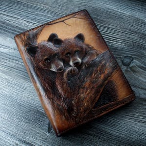Customized Leather Bears Notebook Cover Vintage Hand-tooled Journal ...