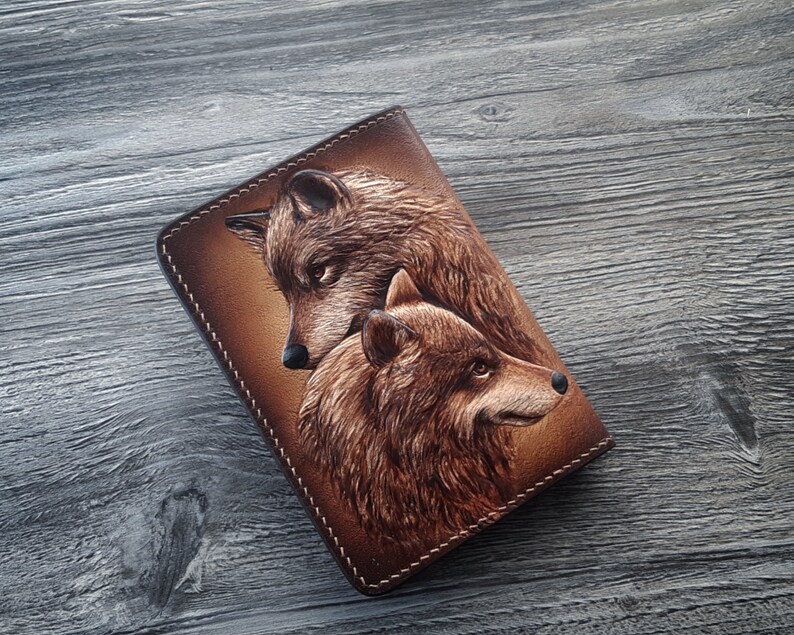 Leather Wallet Wolf Wallet Hand-tooled Wallet Handcrafted - Etsy