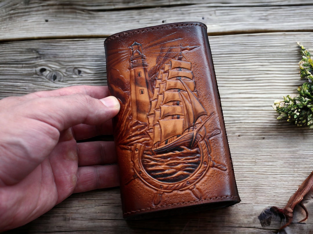 Sailboat Key Wallet Personalised Leather Key Case. Leather Key Holder ...