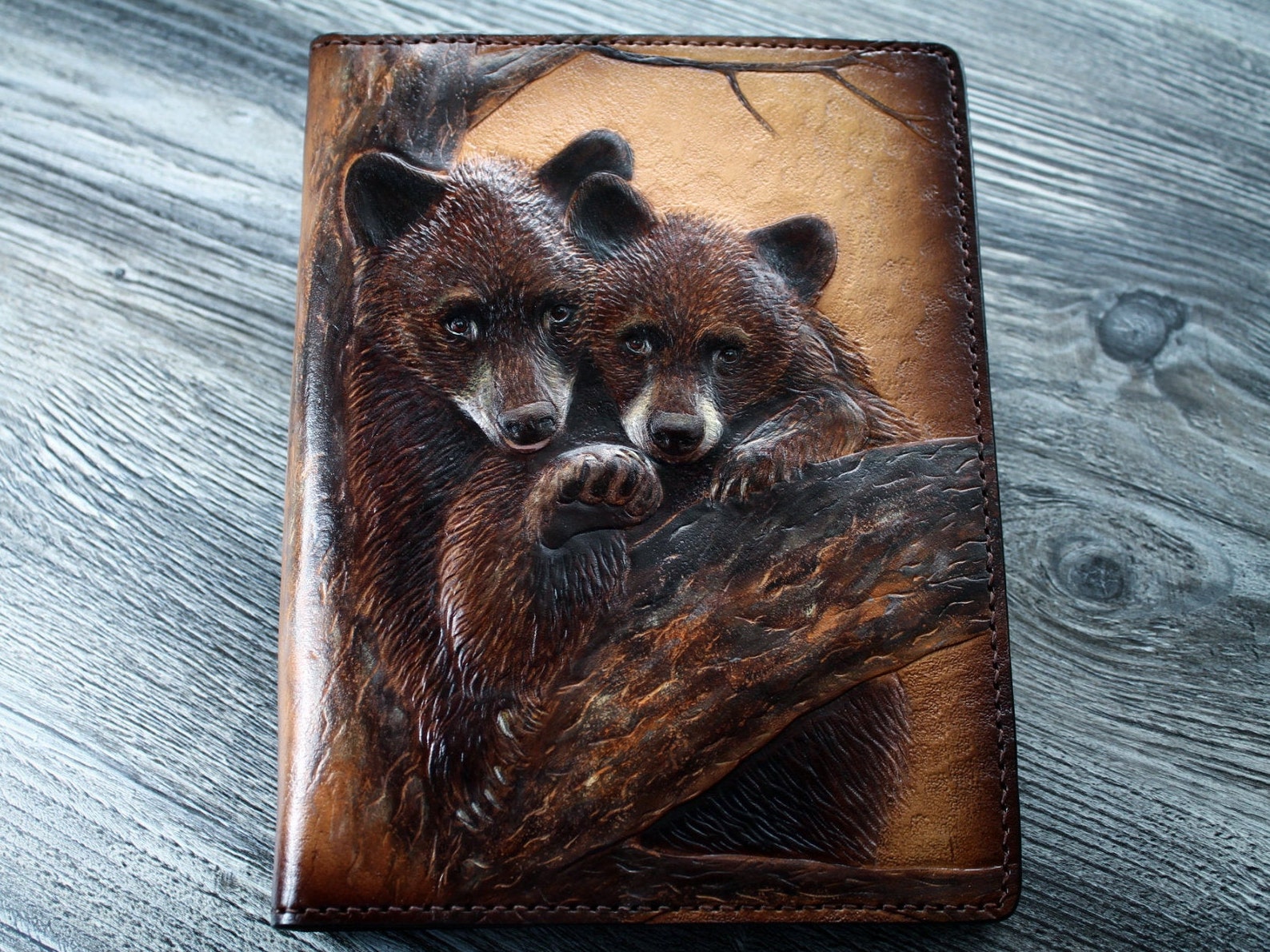 Bears Personalized a5 leather notebook with 4 rings leather | Etsy