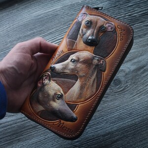 Dog Wallet, Hand Tooled Women's Wallet, Zipper Wallet With Three ...
