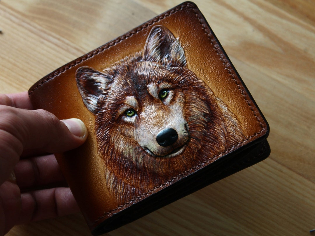 Hand-tooled Leather Wolf Wallet - Unique Wildlife Art for the ...