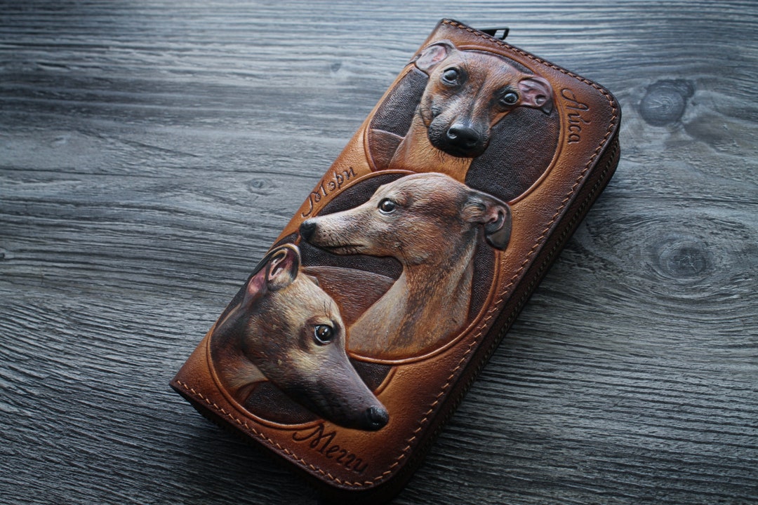 Dog Wallet, Hand Tooled Women's Wallet, Zipper Wallet With Three ...
