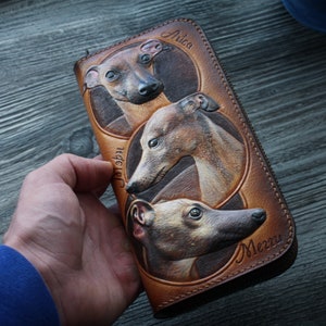 Dog Wallet, Hand Tooled Women's Wallet, Zipper Wallet With Three ...