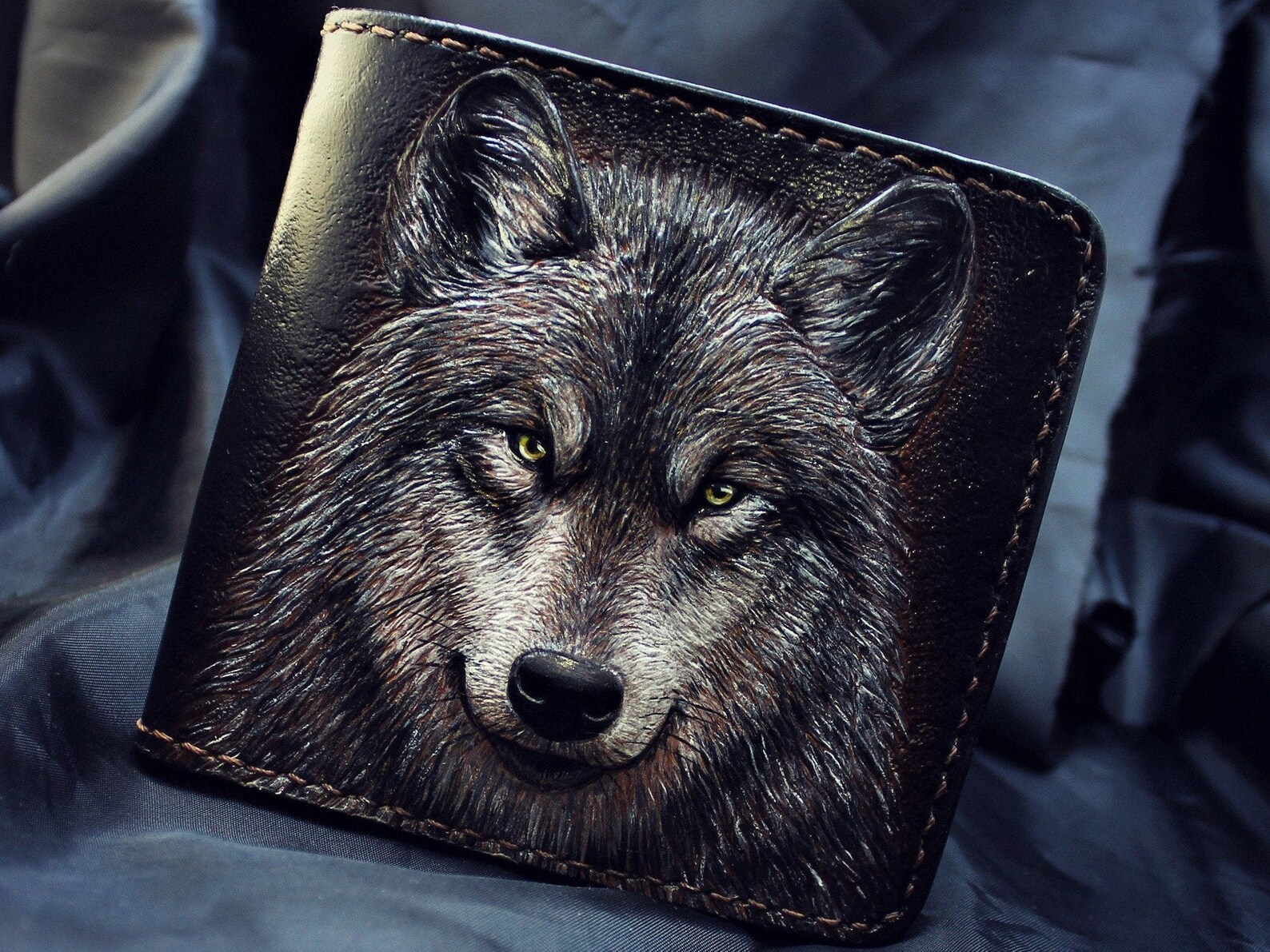 Leather Wallet Wolf Wallet Men's Wallet Hand-tooled | Etsy