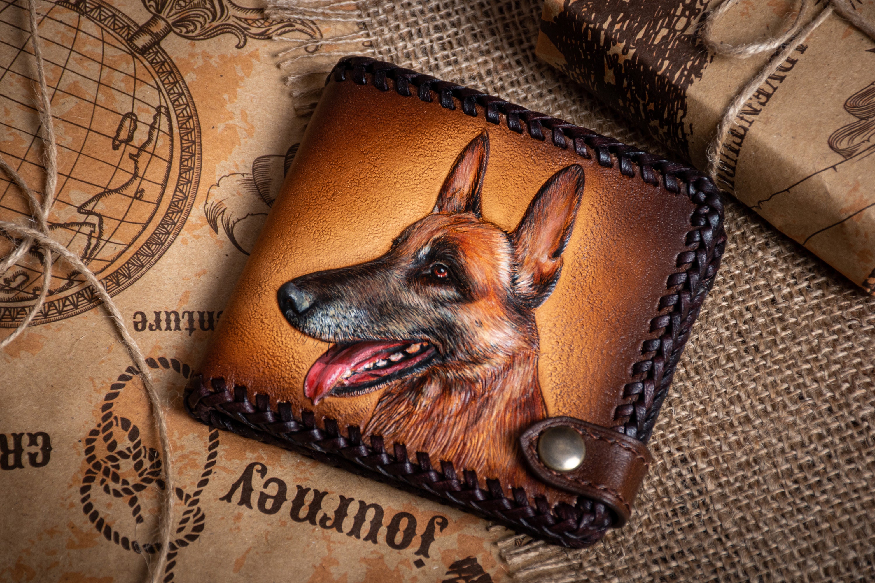 Leather Wallet. Dog Wallet. Hand-tooled German Shepherd - Etsy UK