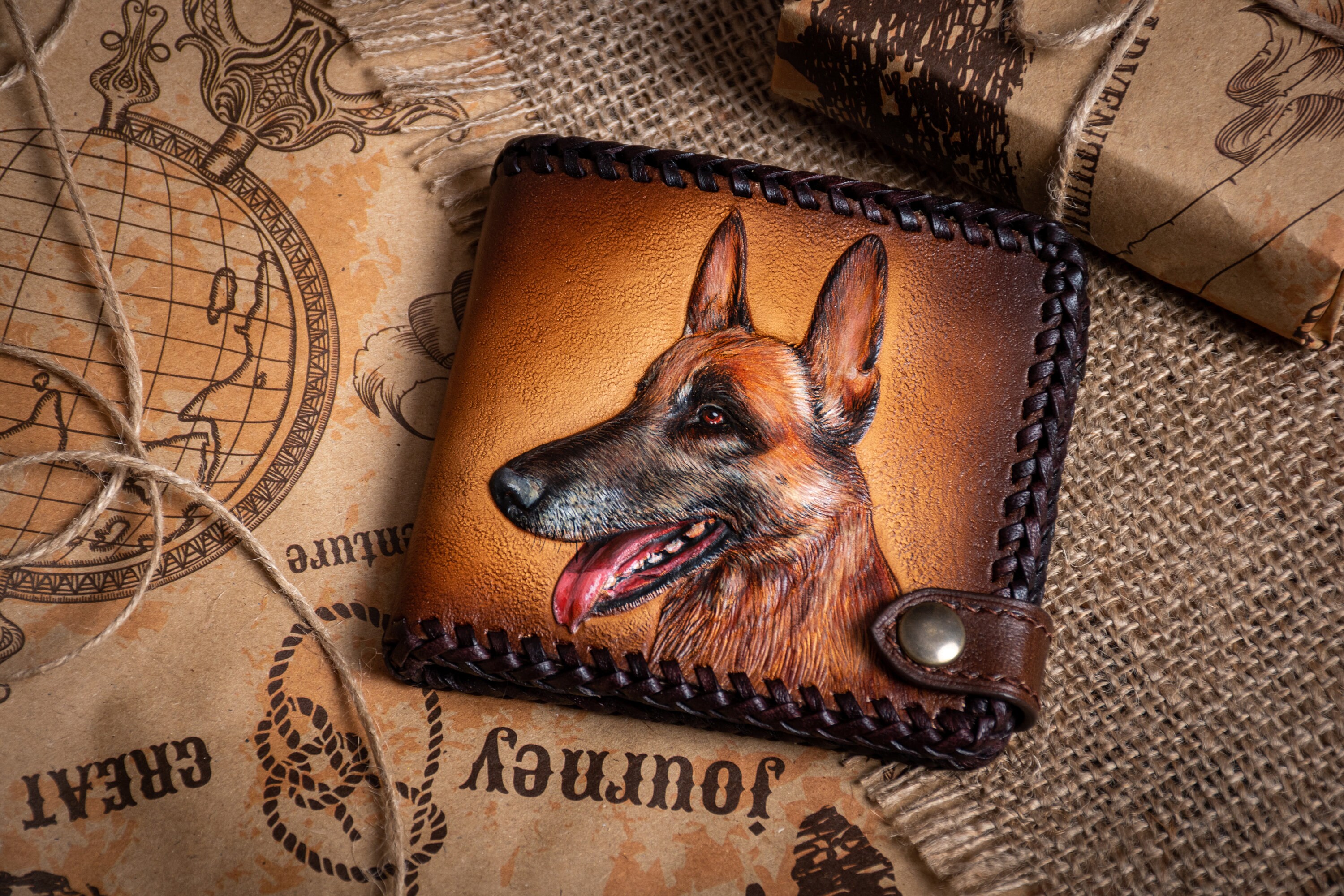 Leather Wallet. Dog Wallet. Hand-tooled German Shepherd - Etsy UK