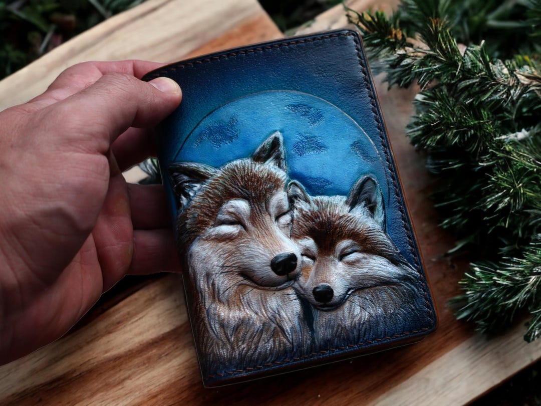 Custom Carved 'wolf Wallet' - Genuine Leather Tooled Wallet for Her ...