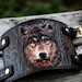 Black Leather Bracelet, Double Strap Leather Cuff, Wolf Wristband ...