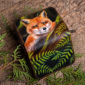 Fox Wallet Hand-tooled Wallet Leather Wallet Leather Purse With Red Fox ...